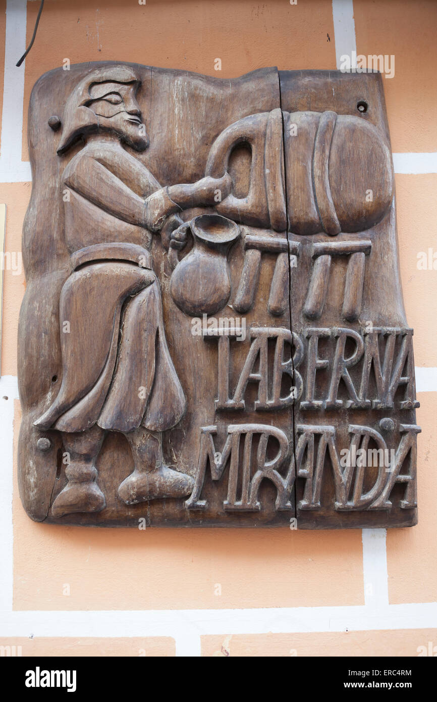 Wooden sign for the Taberna Miranda bar in Madrid Stock Photo - Alamy