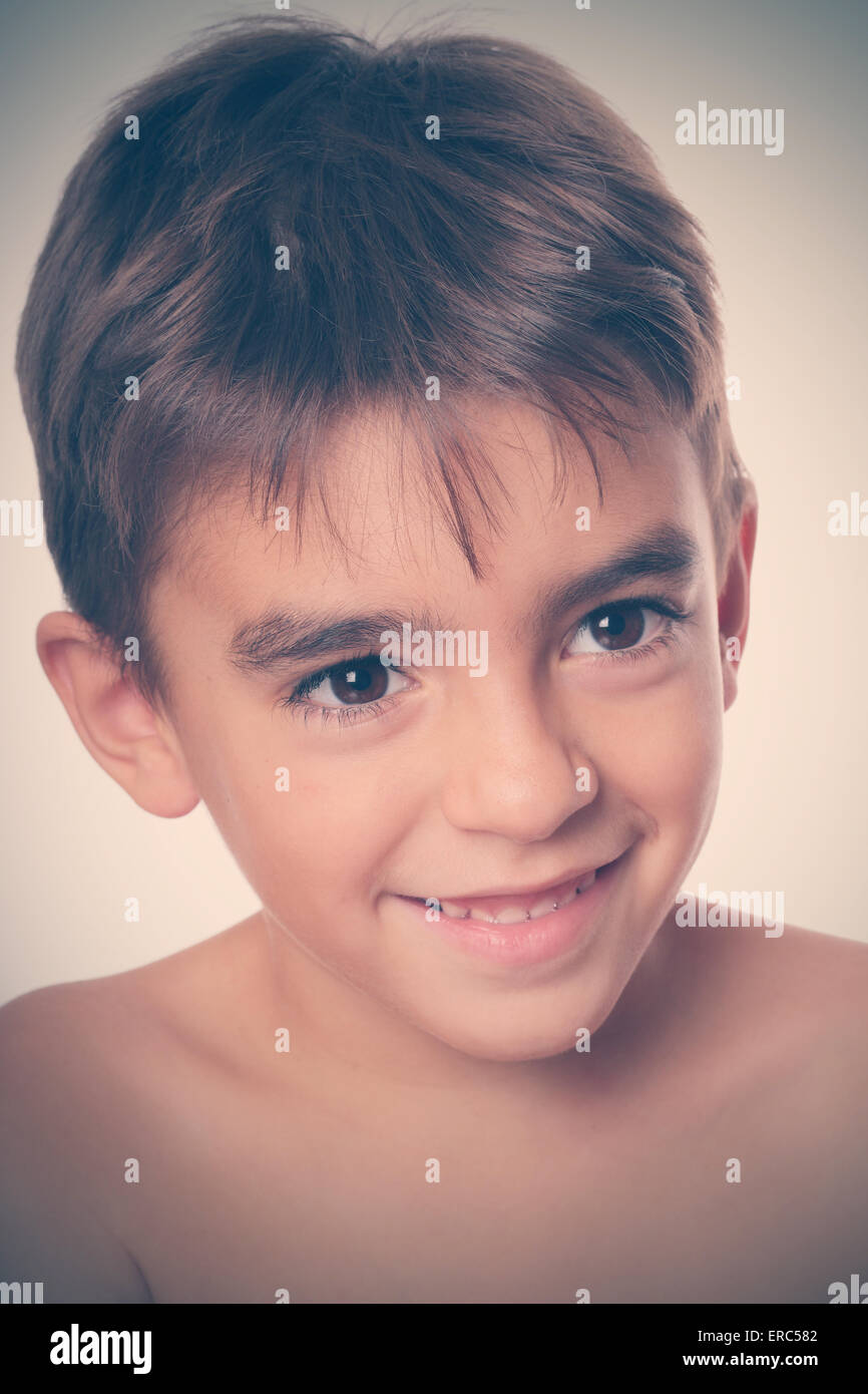 A caucasian boy with a beautiful expression Stock Photo - Alamy