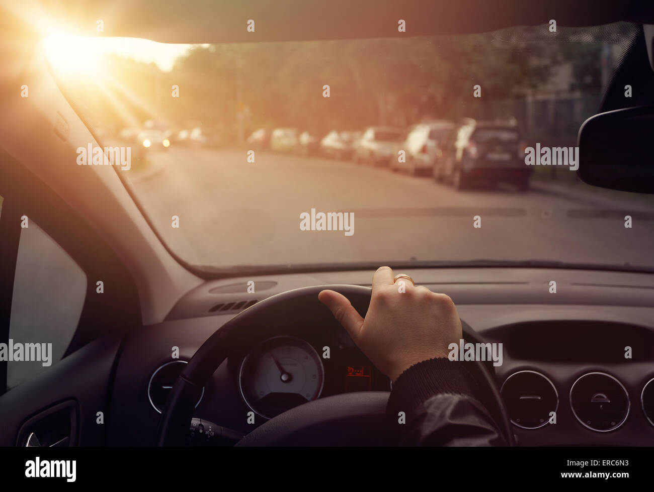 Quiet chillout driving car Stock Photo - Alamy