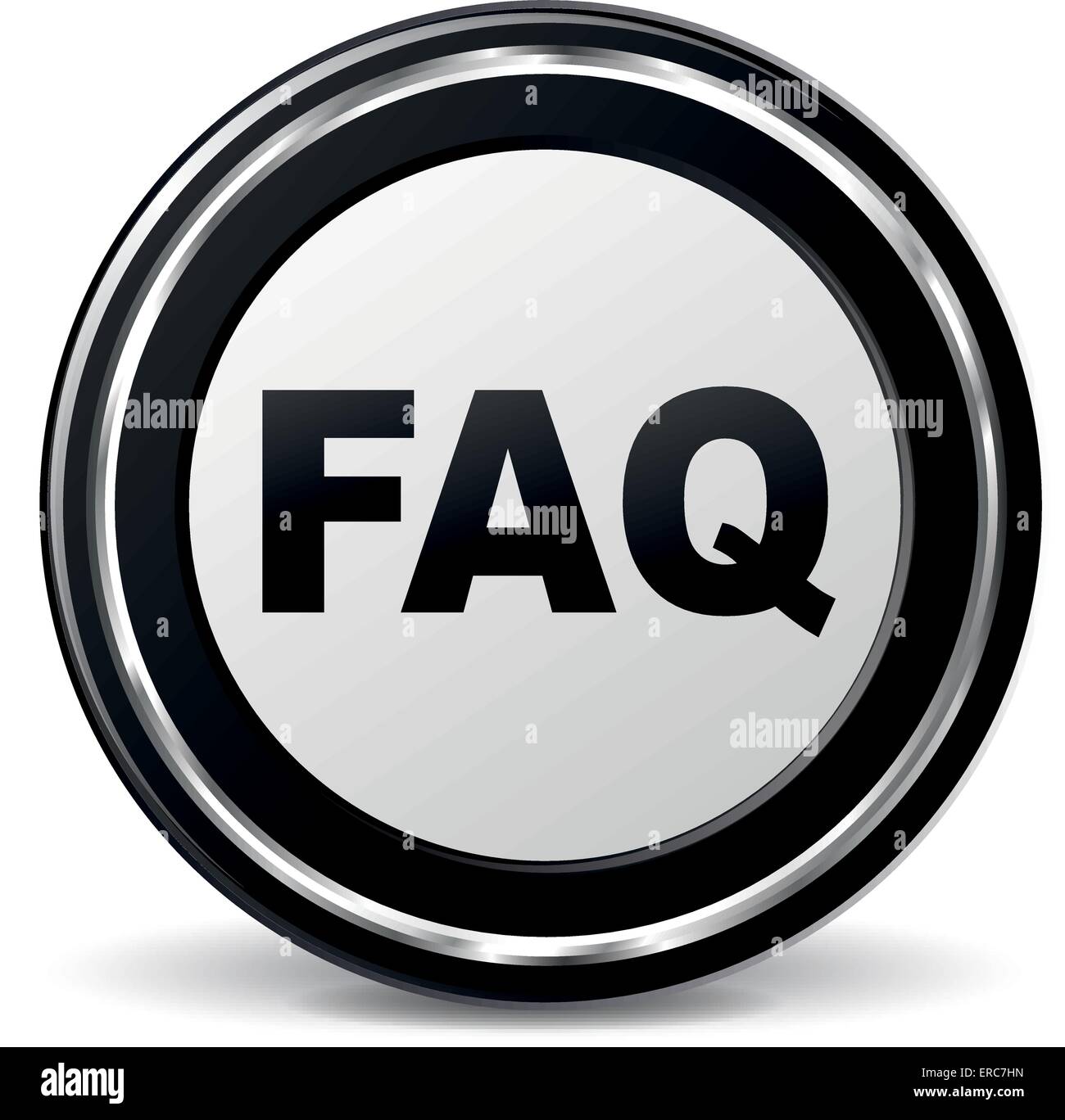 Vector illustration of black and chrome faq icon Stock Vector Image ...