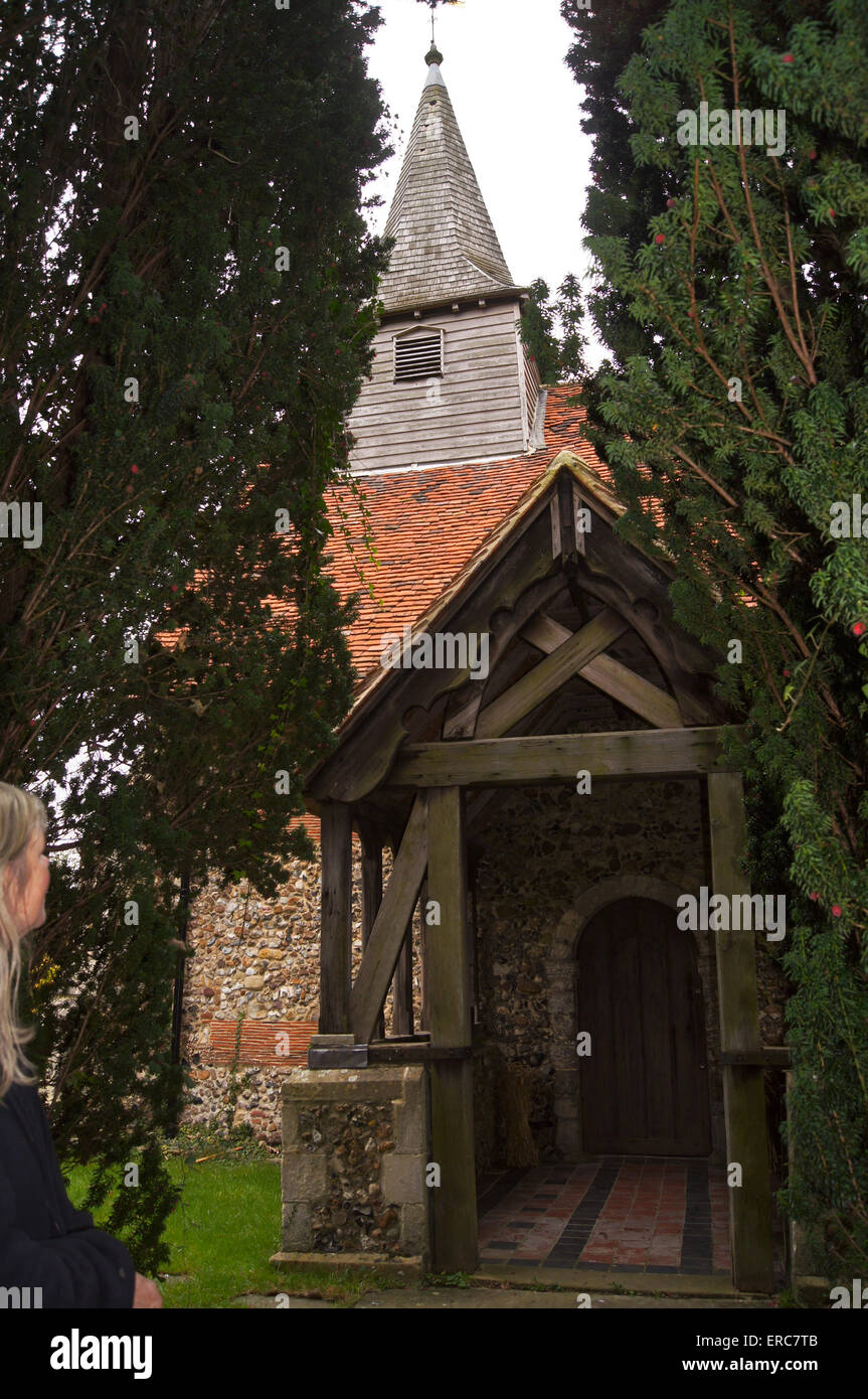 Porch of St. Michael and All Angels Church, Leaden Roding Essex ...