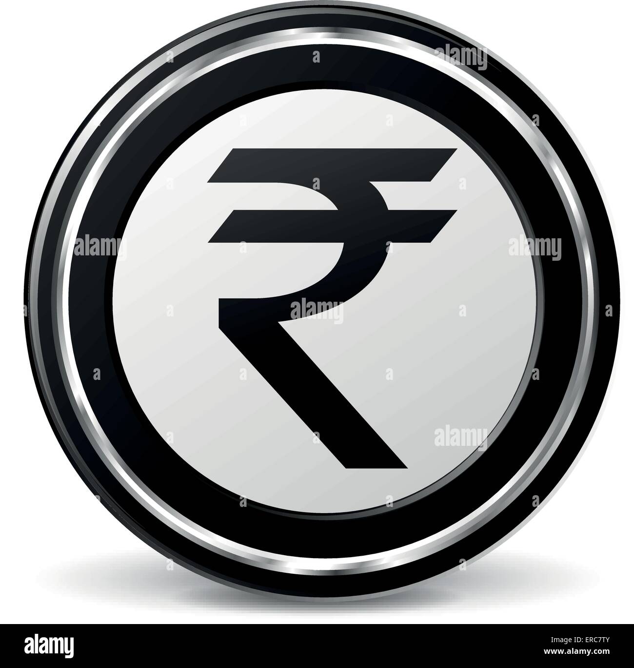 Vector illustration of black and chrome rupee icon Stock Vector Image ...