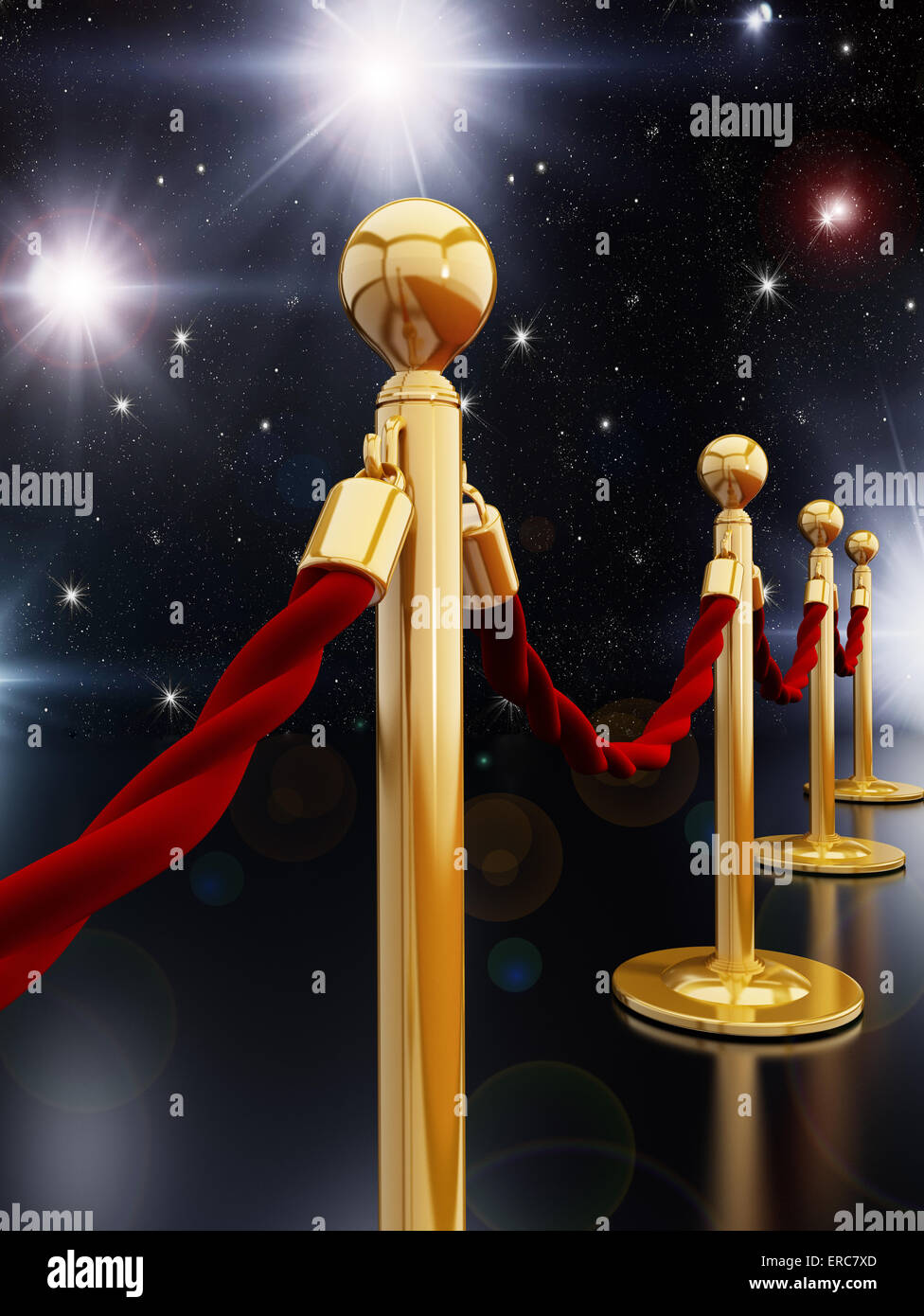 Gold stanchion posts and velvet ropes Stock Photo - Alamy