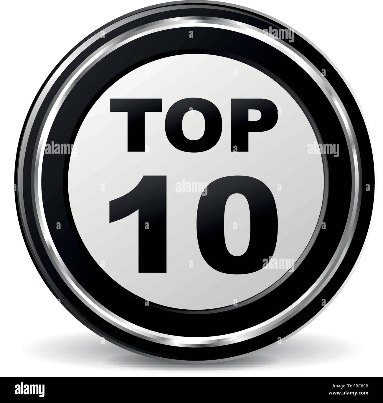Vector illustration of black and chrome top ten icon Stock Vector Image ...