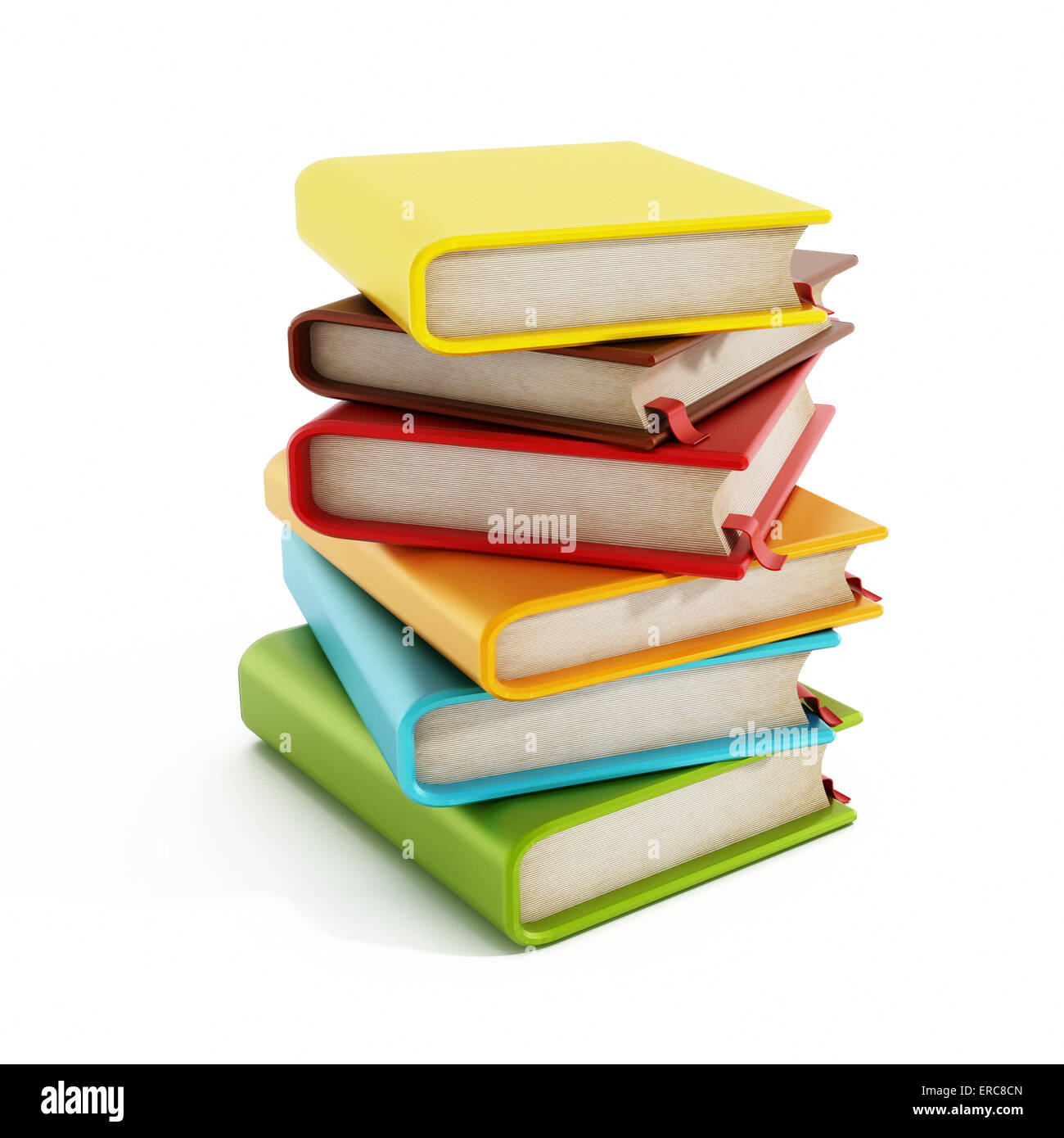 Multi-colored book stack isolated on white background Stock Photo - Alamy