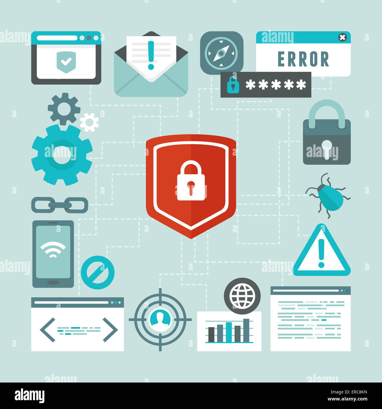 Hacker cyber attack icons concept hi-res stock photography and images ...