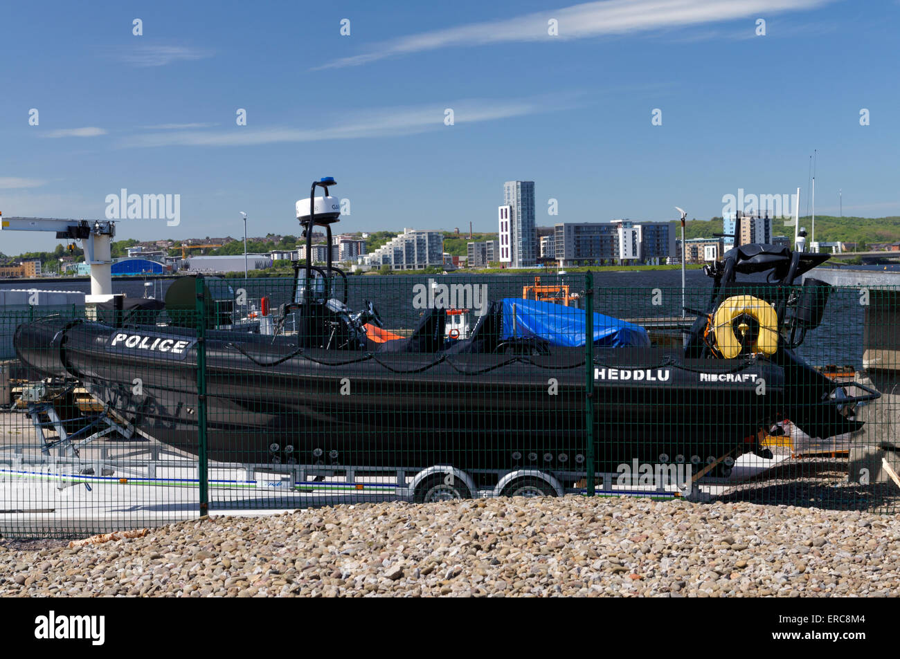 Police speed boat, Cardiff Bay, Wales, UK Stock Photo - Alamy