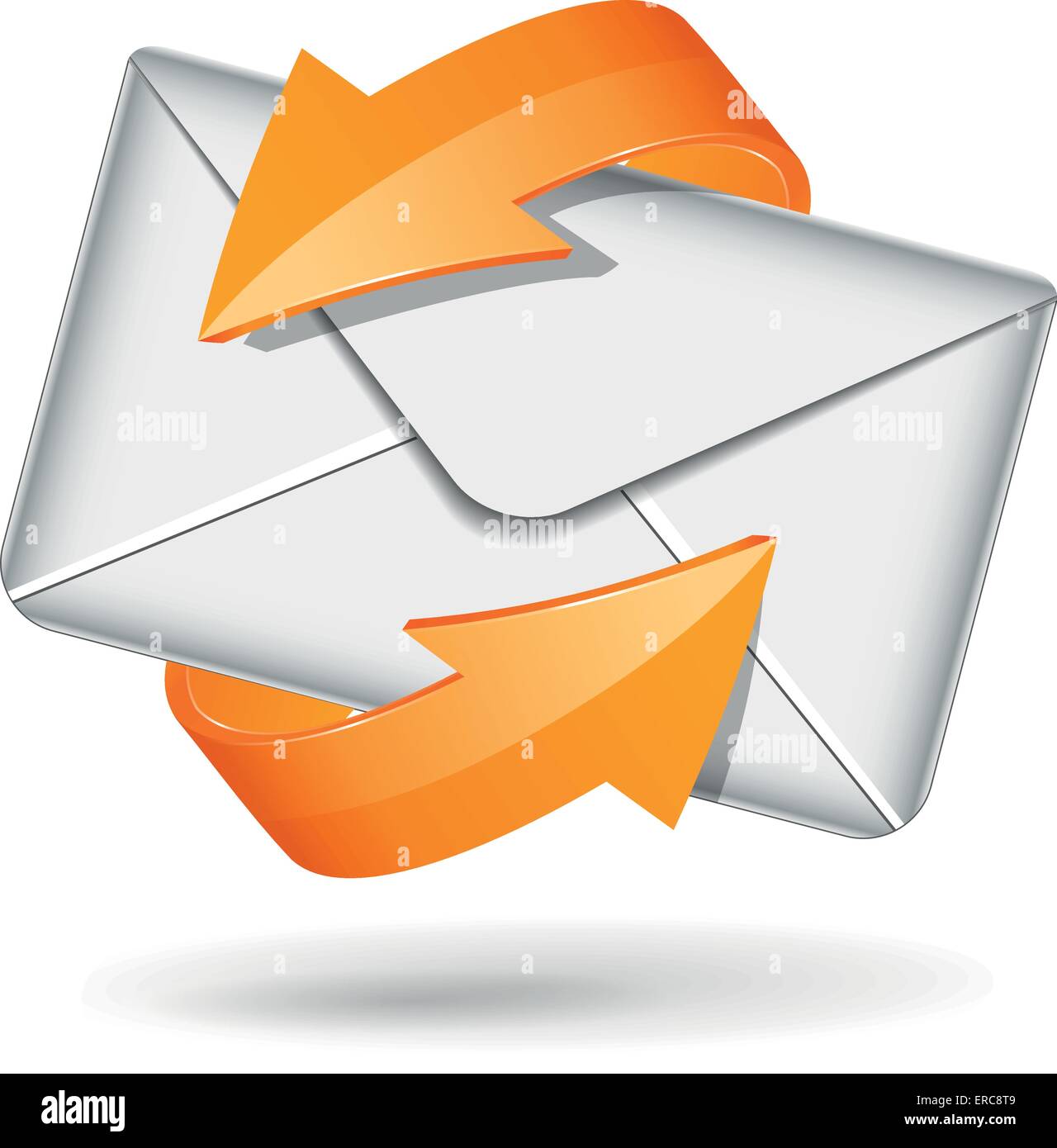 Vector illustration of orange arrow with envelope icon Stock Vector ...
