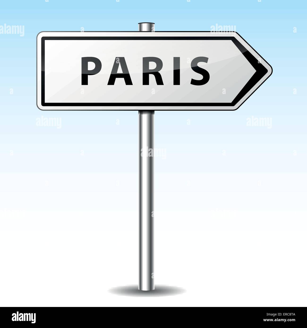 Vector illustration of paris directional sign on sky background Stock ...
