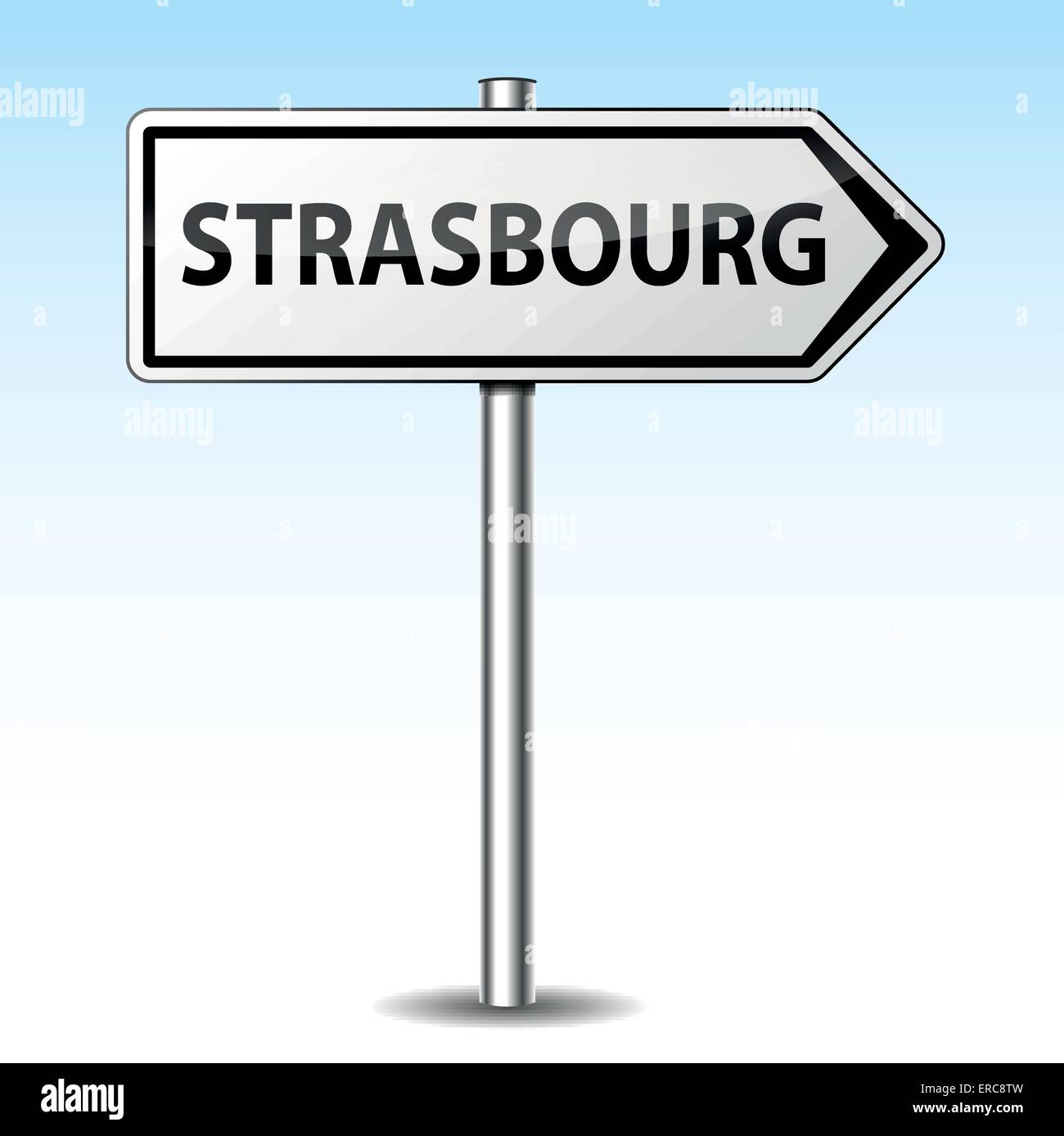 Vector illustration of strasbourg directional sign on sky background ...