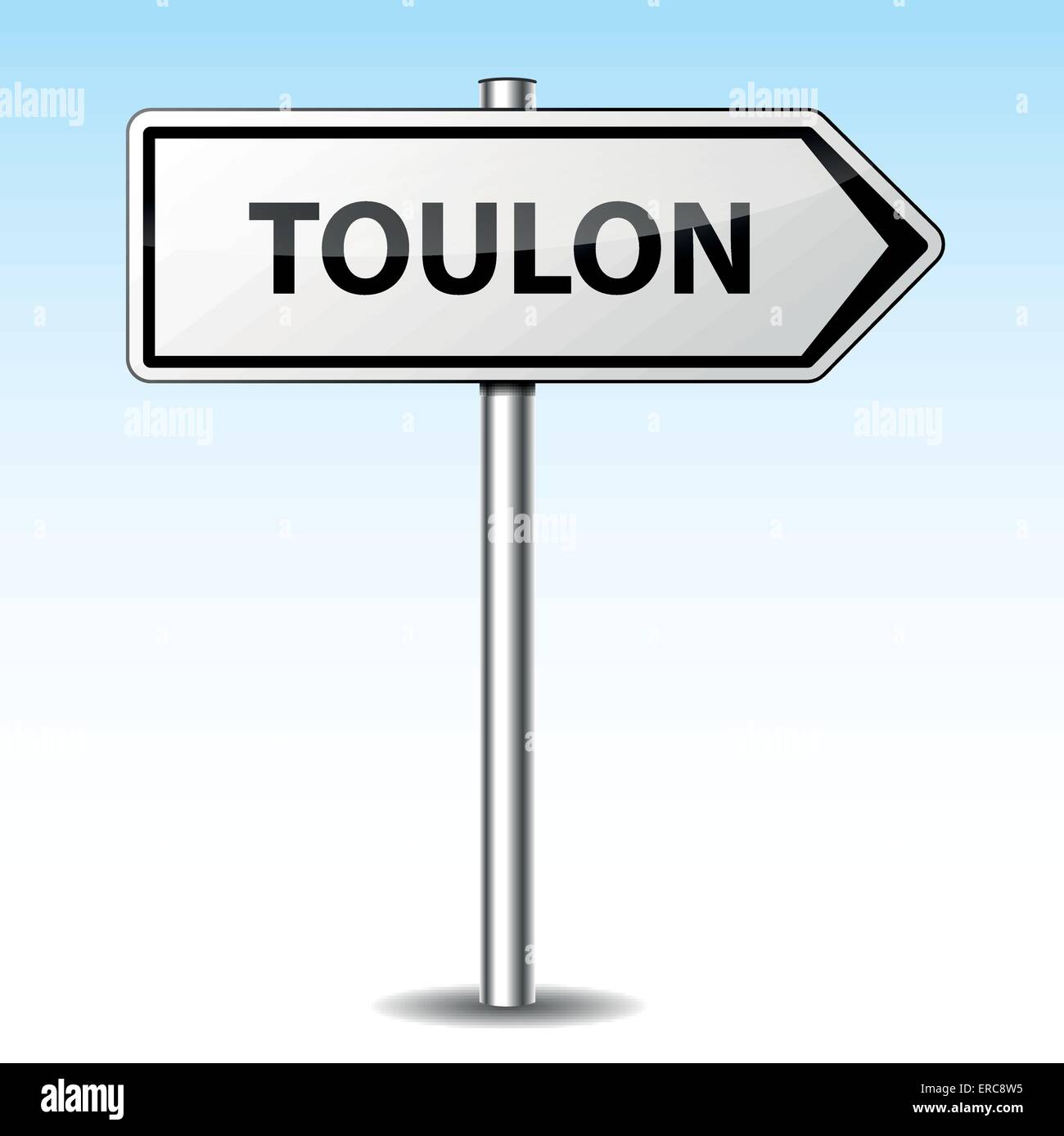 Vector illustration of toulon directional sign on sky background Stock ...