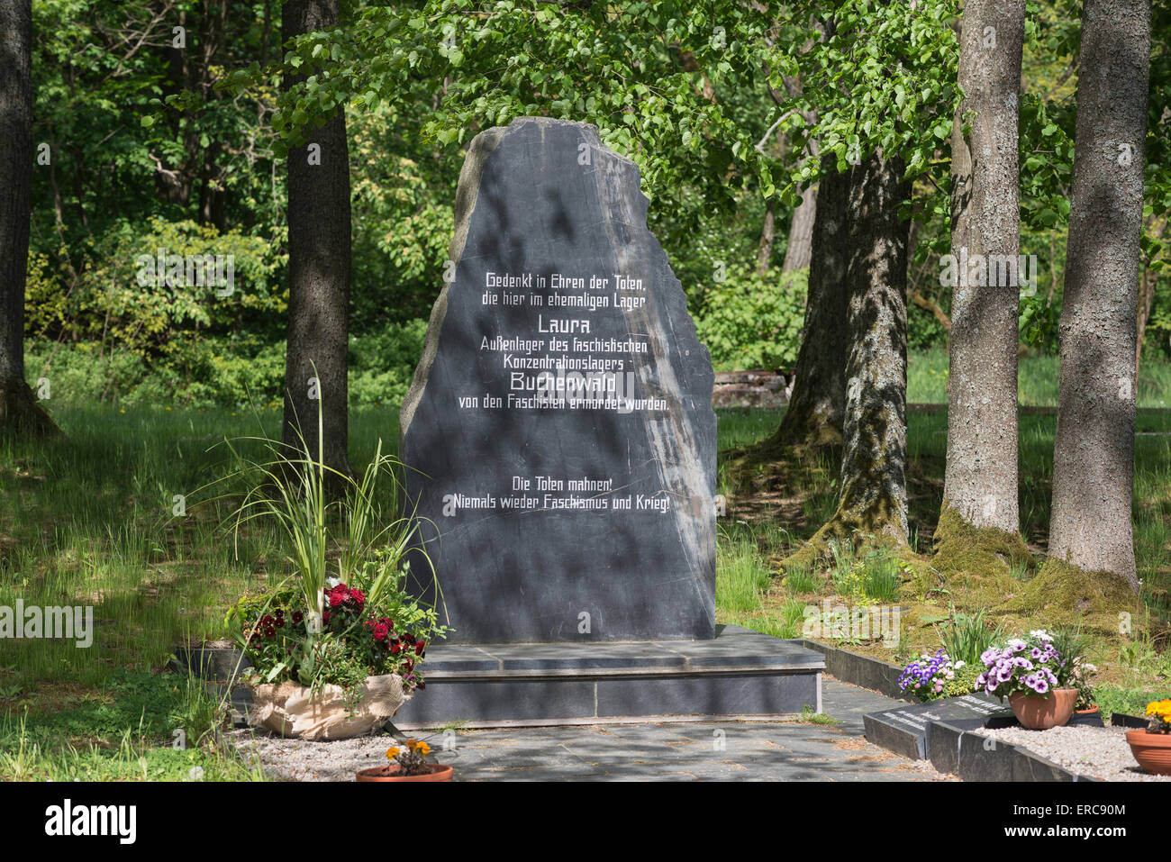 Memorial stone of slate with inscription, Concentration Camp Laura ...