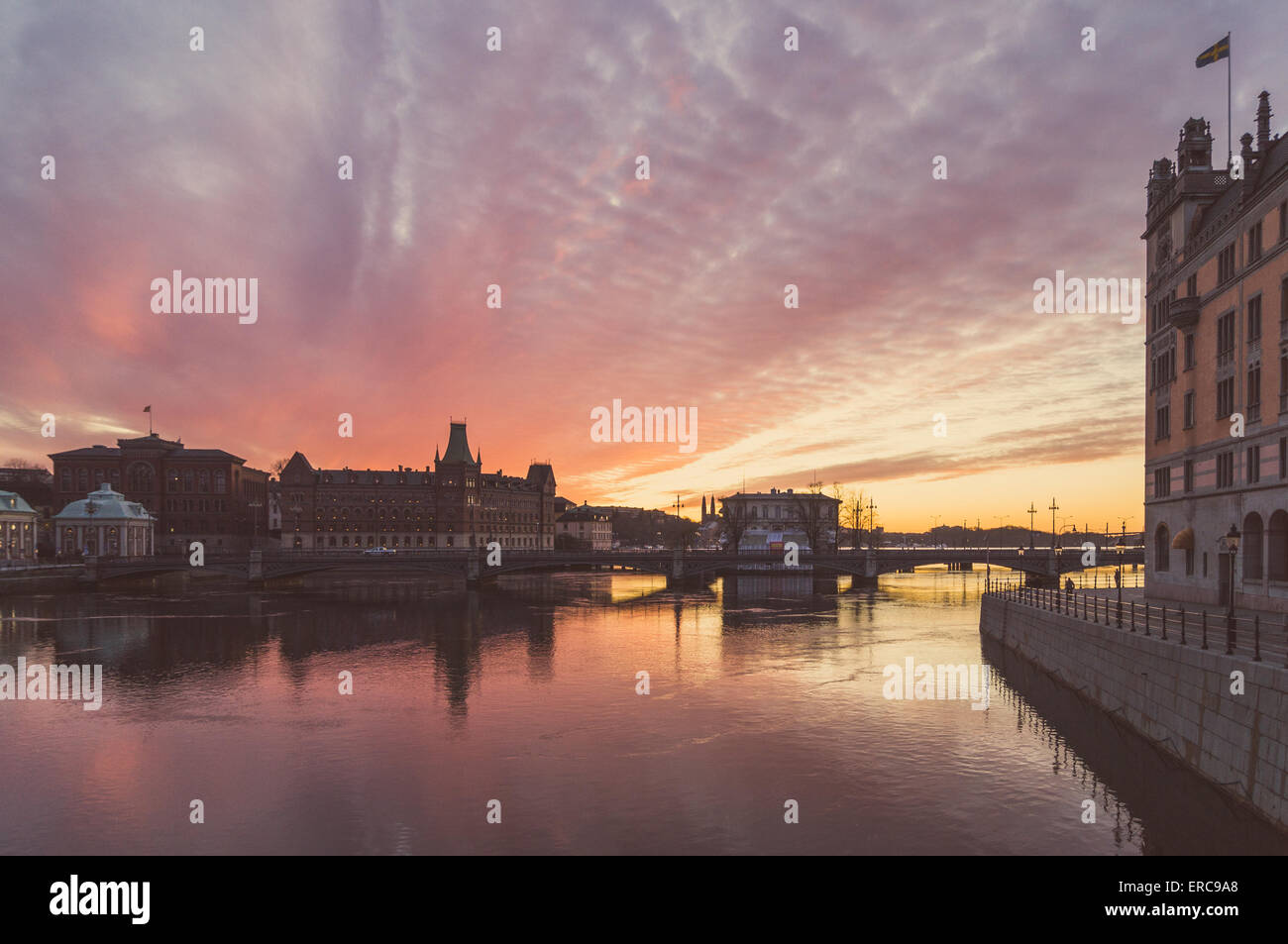Sunset over Old town of Stockholm, Sweden Stock Photo - Alamy