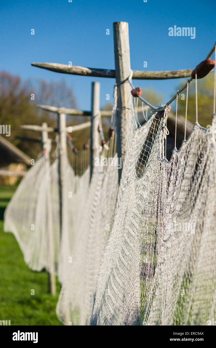 Closeup view on vintage fishing net Stock Photo - Alamy