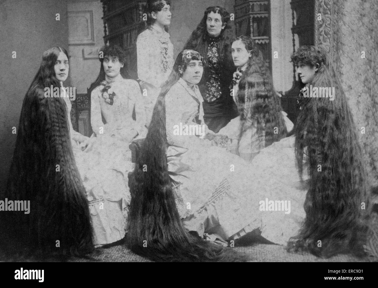 1880s SEVEN SUTHERLAND SISTERS SINGING GROUP WOMEN WITH BIZARRE LONG ...