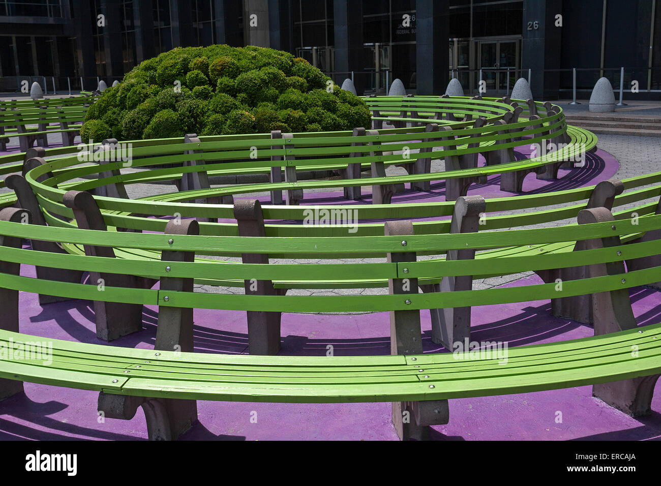 Curved bench in front of the US Citizenship and Immigration Services ...