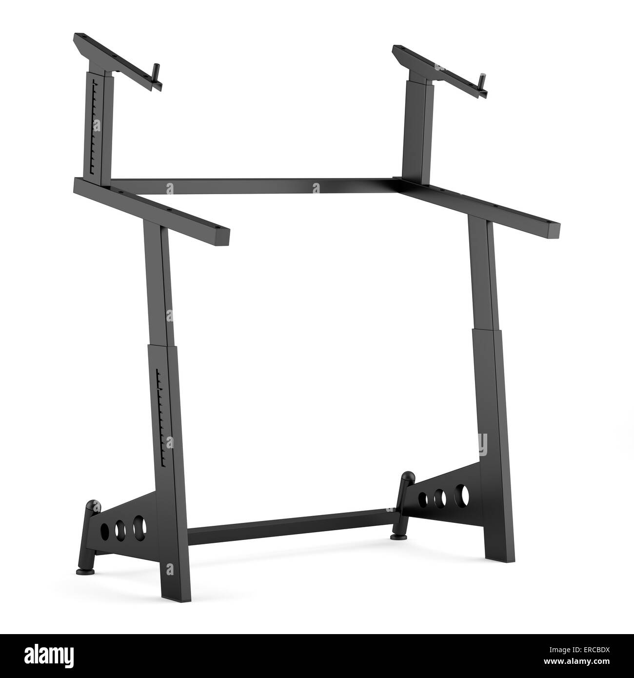 double synthesizer stand isolated on white background Stock Photo - Alamy