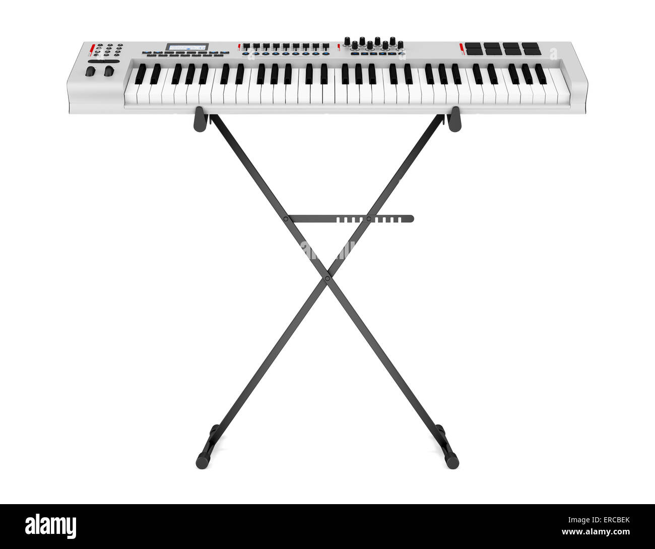 gray synthesizer on stand isolated on white background Stock Photo - Alamy
