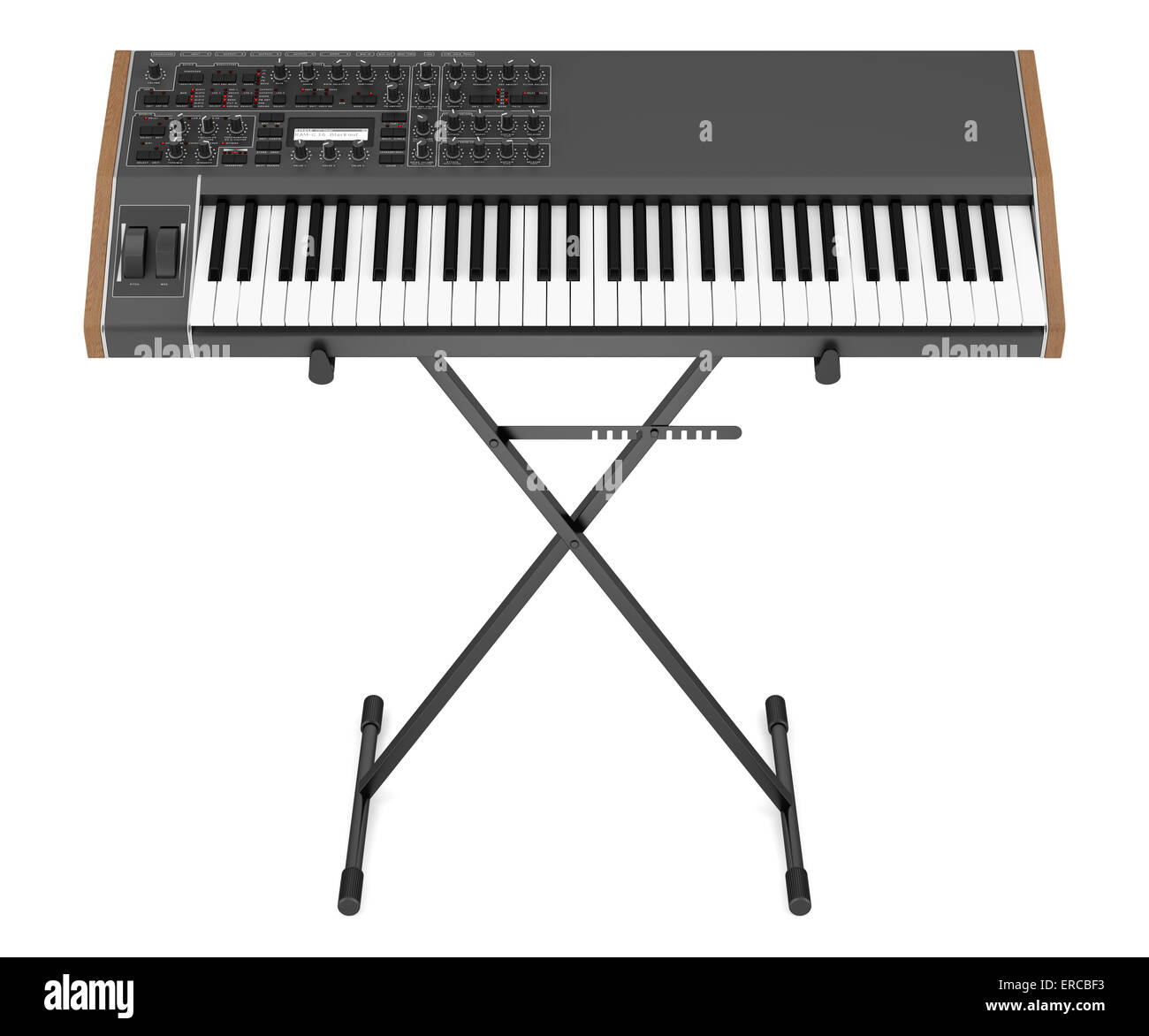 black synthesizer on stand isolated on white background Stock Photo - Alamy