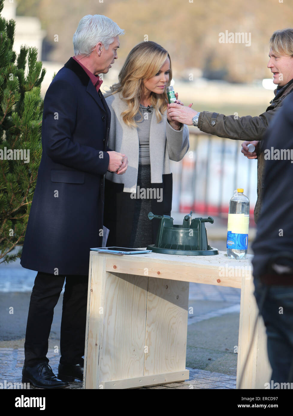 Amanda Holden and Philip Schofield filming This Morning on the ...