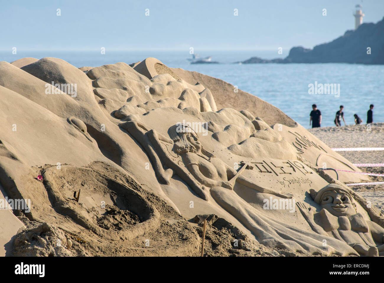 Busan Sand festival 2015 at Haeundae beach. Pinocchio sand sculpture ...