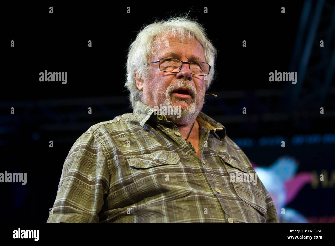 Bill Oddie speaking on stage at Hay Festival 2015 Stock Photo - Alamy