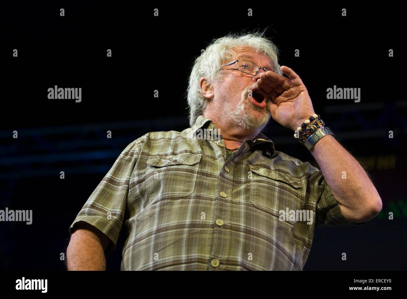 Bill Oddie speaking on stage at Hay Festival 2015 Stock Photo - Alamy