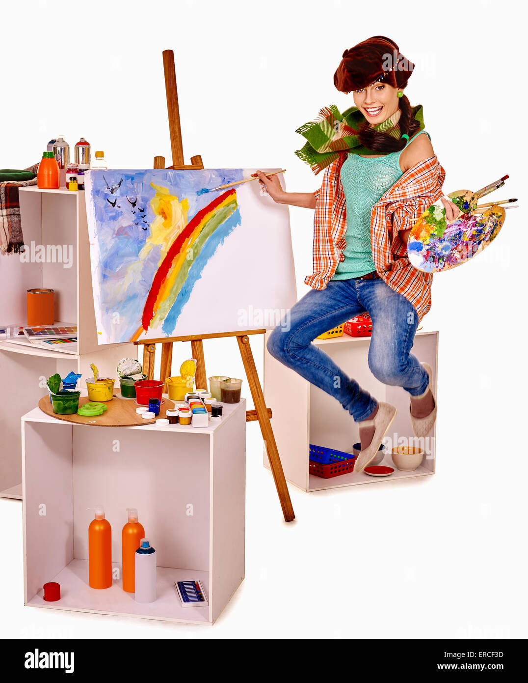 Female artist at work Stock Photo - Alamy