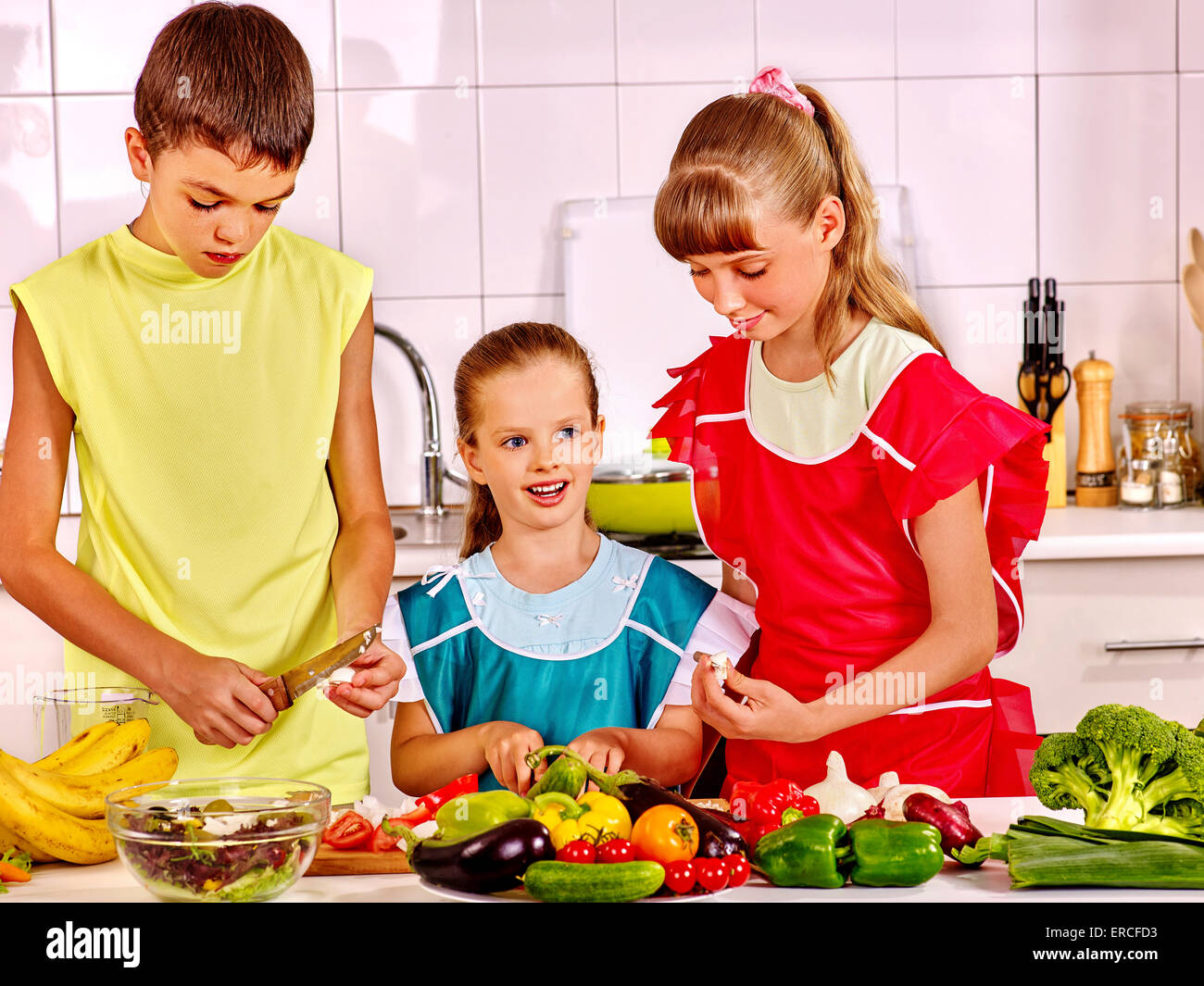 Children cooking at kitchen Stock Photo - Alamy
