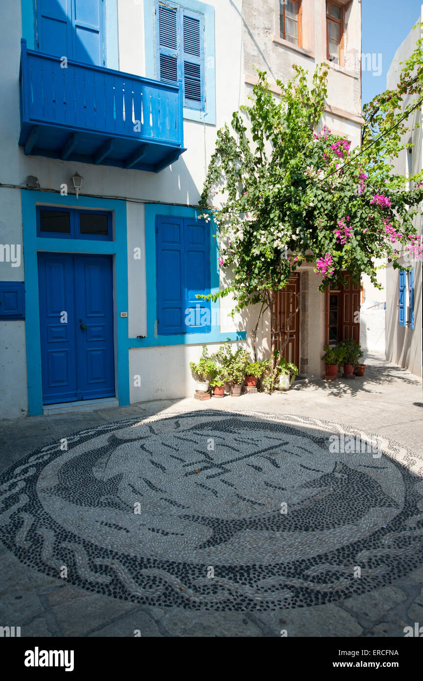 Dolphin square at Mandraki village, island of Nisyros, Dodecanese ...