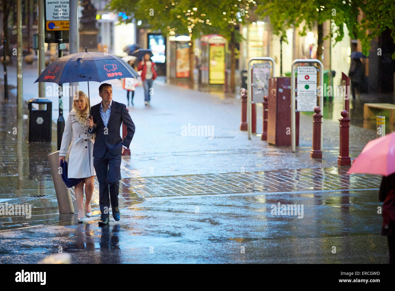 Manchester St Annes Square in the rain UK Great Britain British United ...