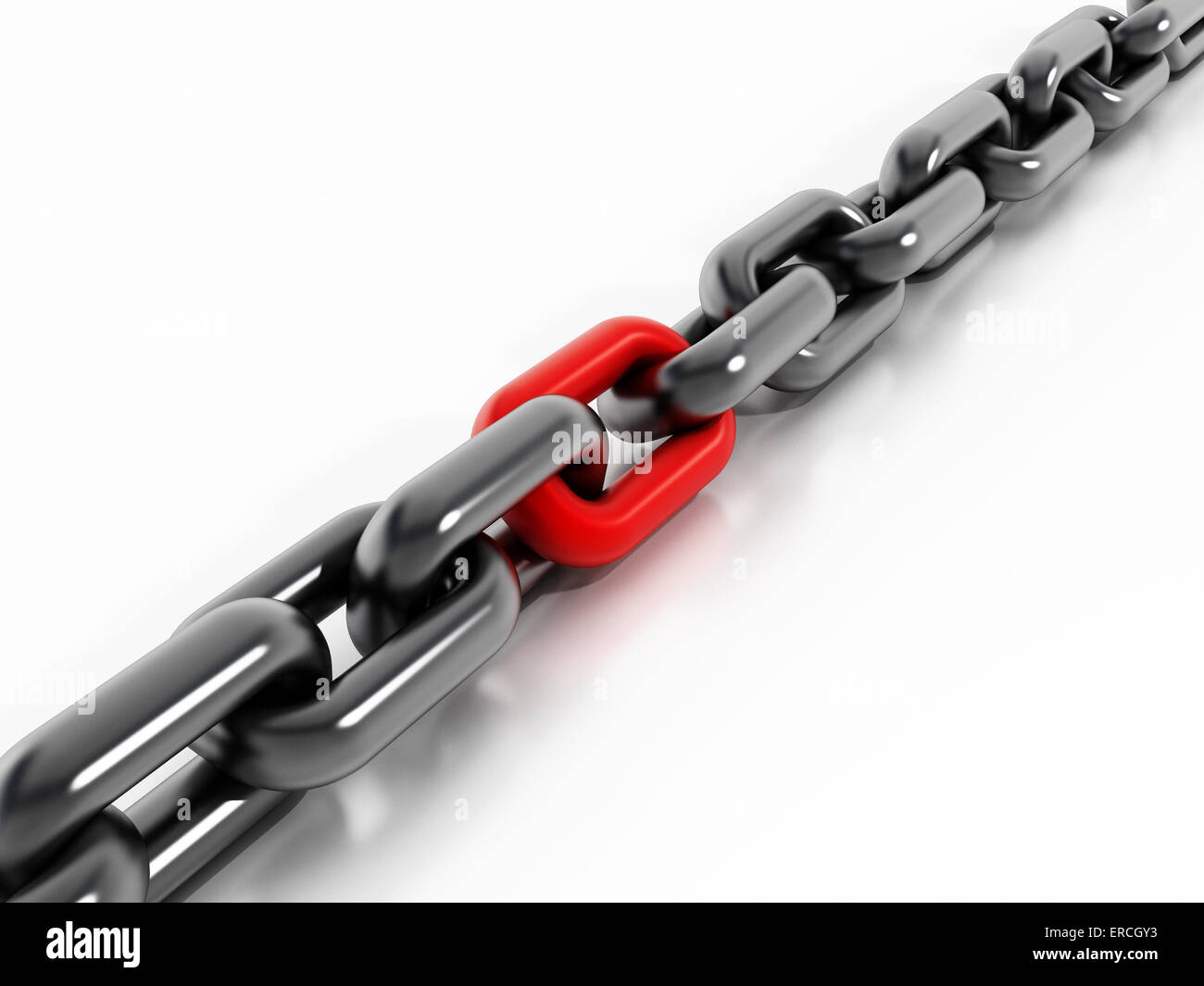 Red chain part among regular pieces Stock Photo - Alamy