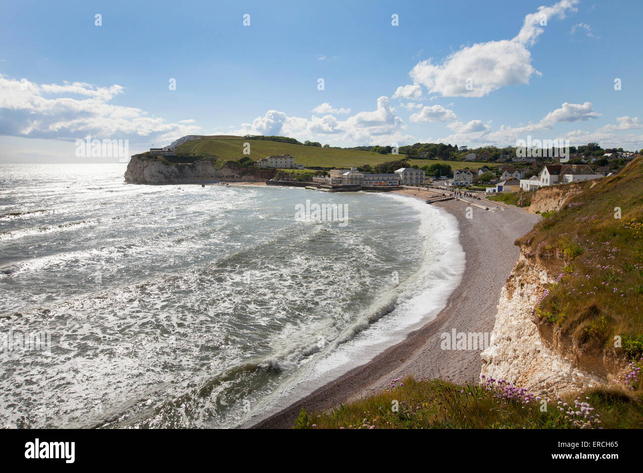 Dramatic coastline at Freshwater Bay and Cliffs on the Isle of Wight UK ...