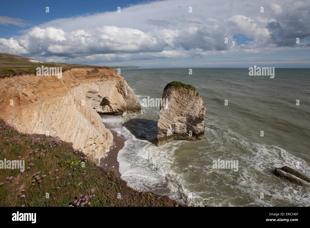 Dramatic coastline at Freshwater Bay and Cliffs on the Isle of Wight UK ...
