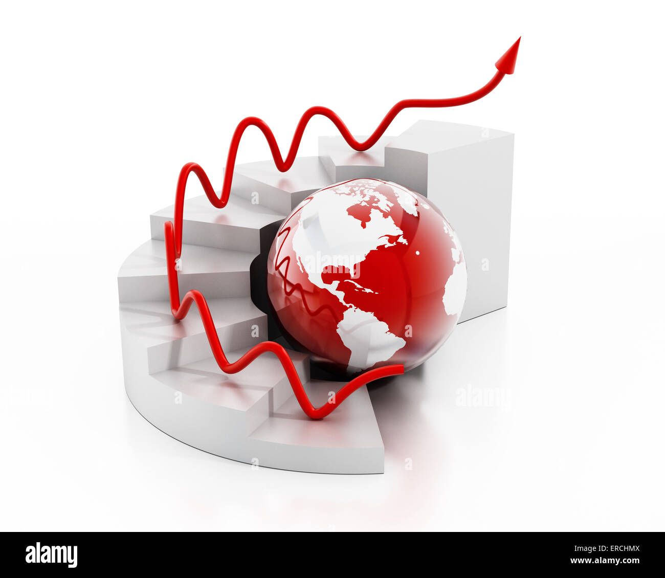 Global finance chart isolated on white background Stock Photo - Alamy