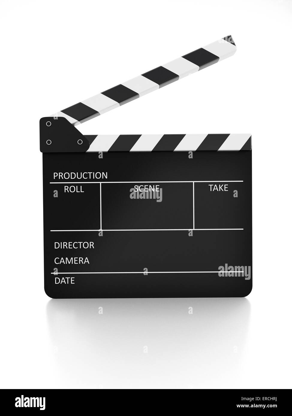 Film Slate isolated on white with reflection Stock Photo - Alamy