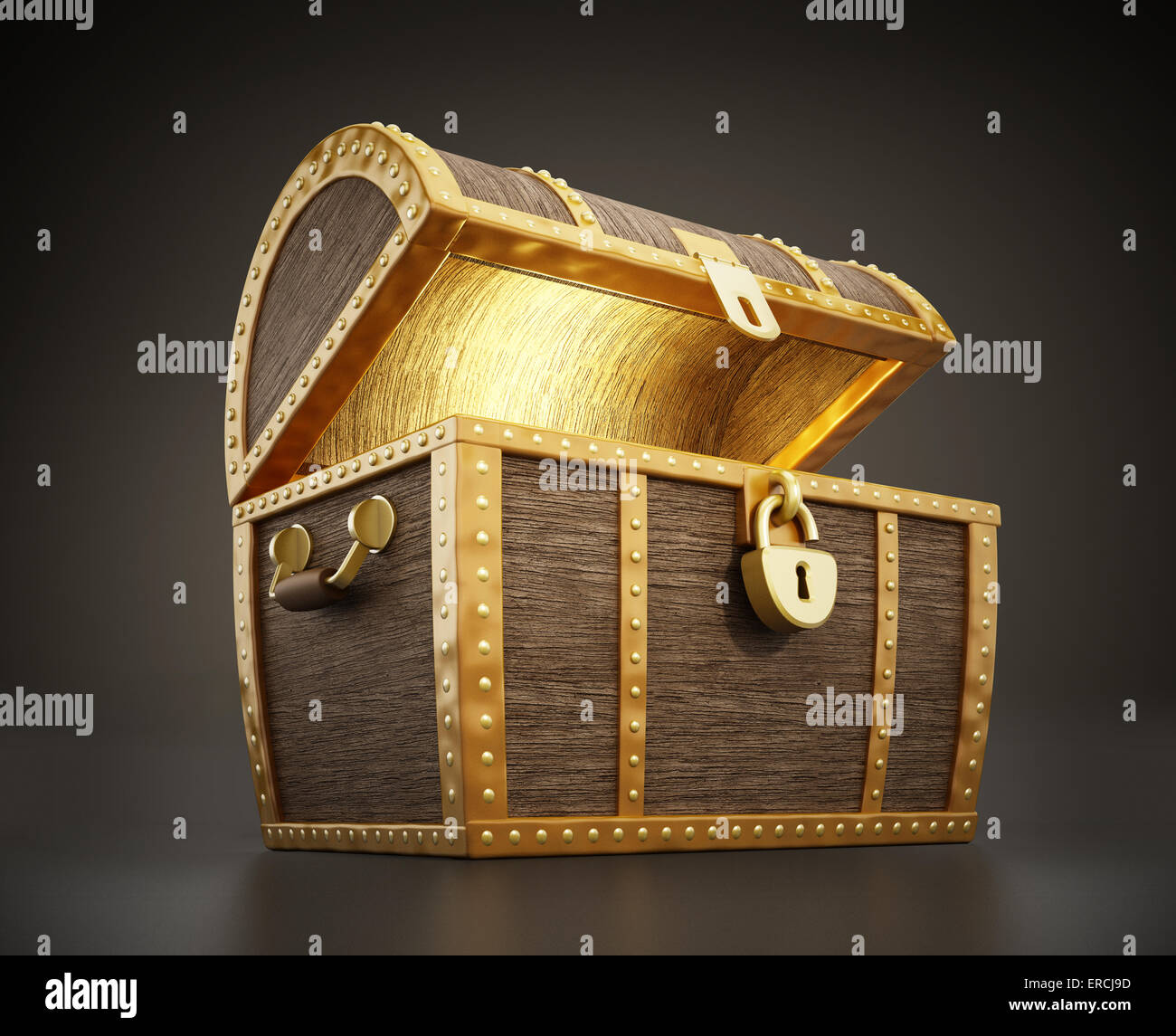Glowing treasure chest full of treasures Stock Photo - Alamy