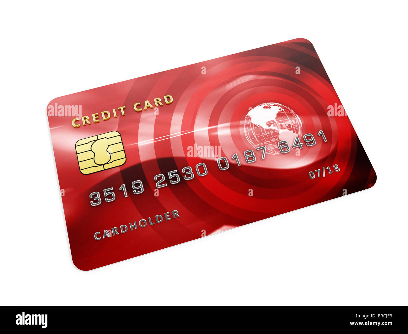 Red credit card isolated on white background Stock Photo - Alamy