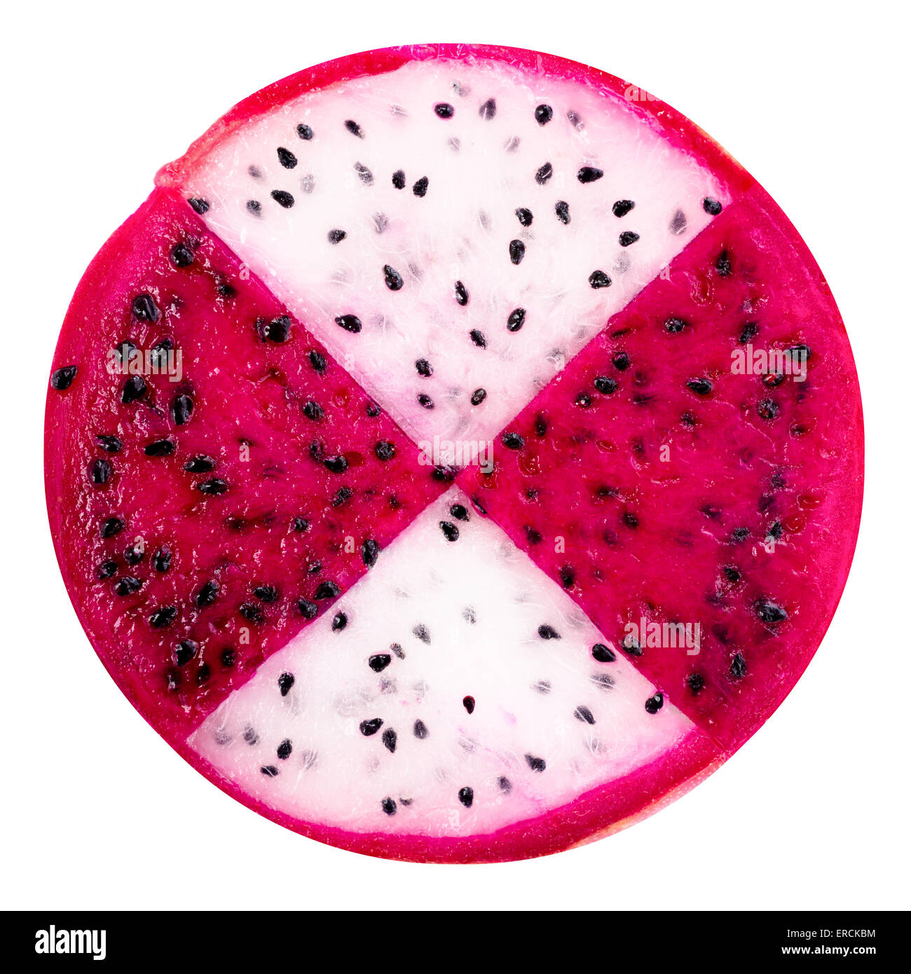 concept of part slice red and white dragon fruit, Pitaya or Cactus is ...