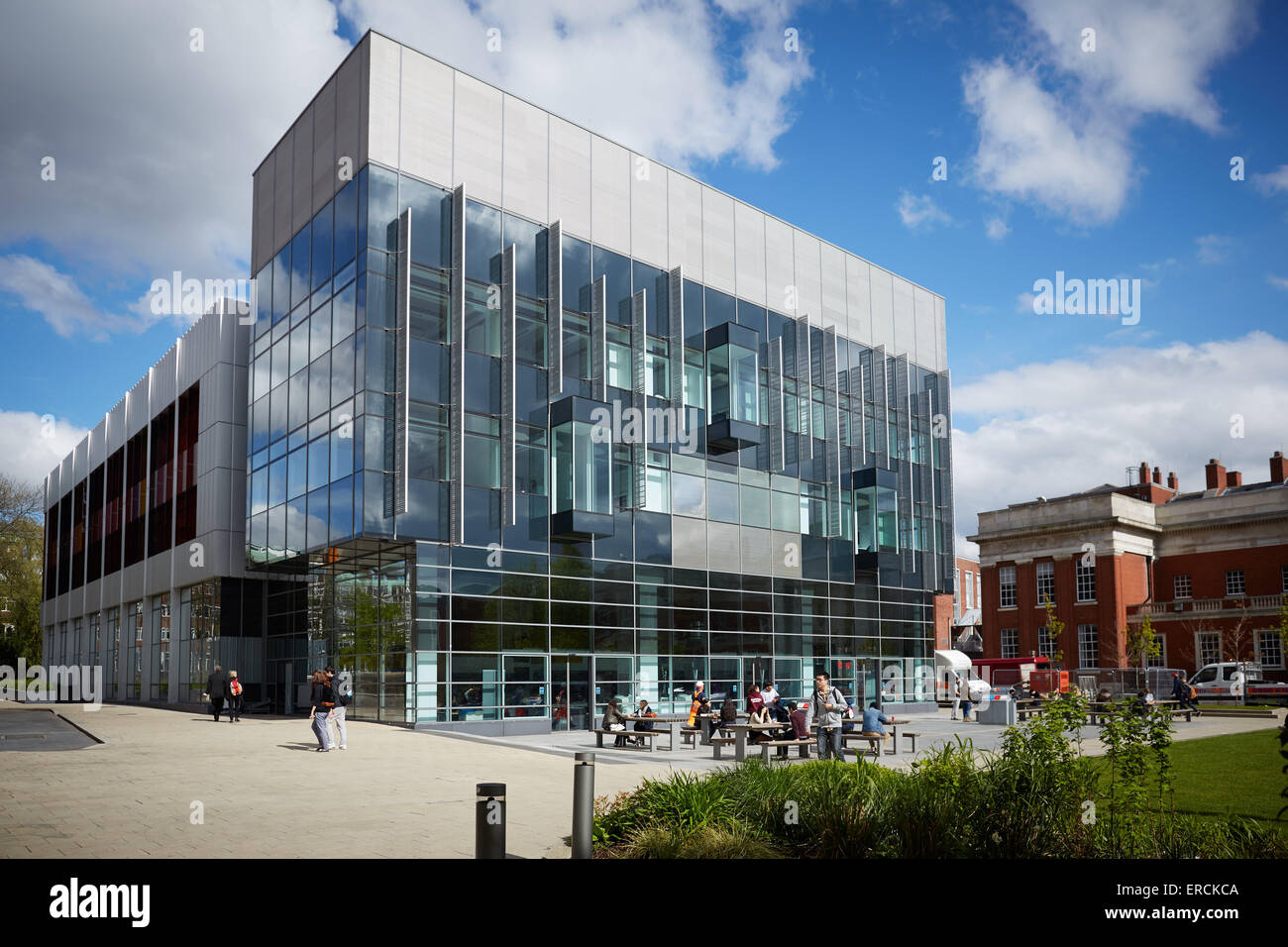 Manchester University Asian students chat between lessons in the ...