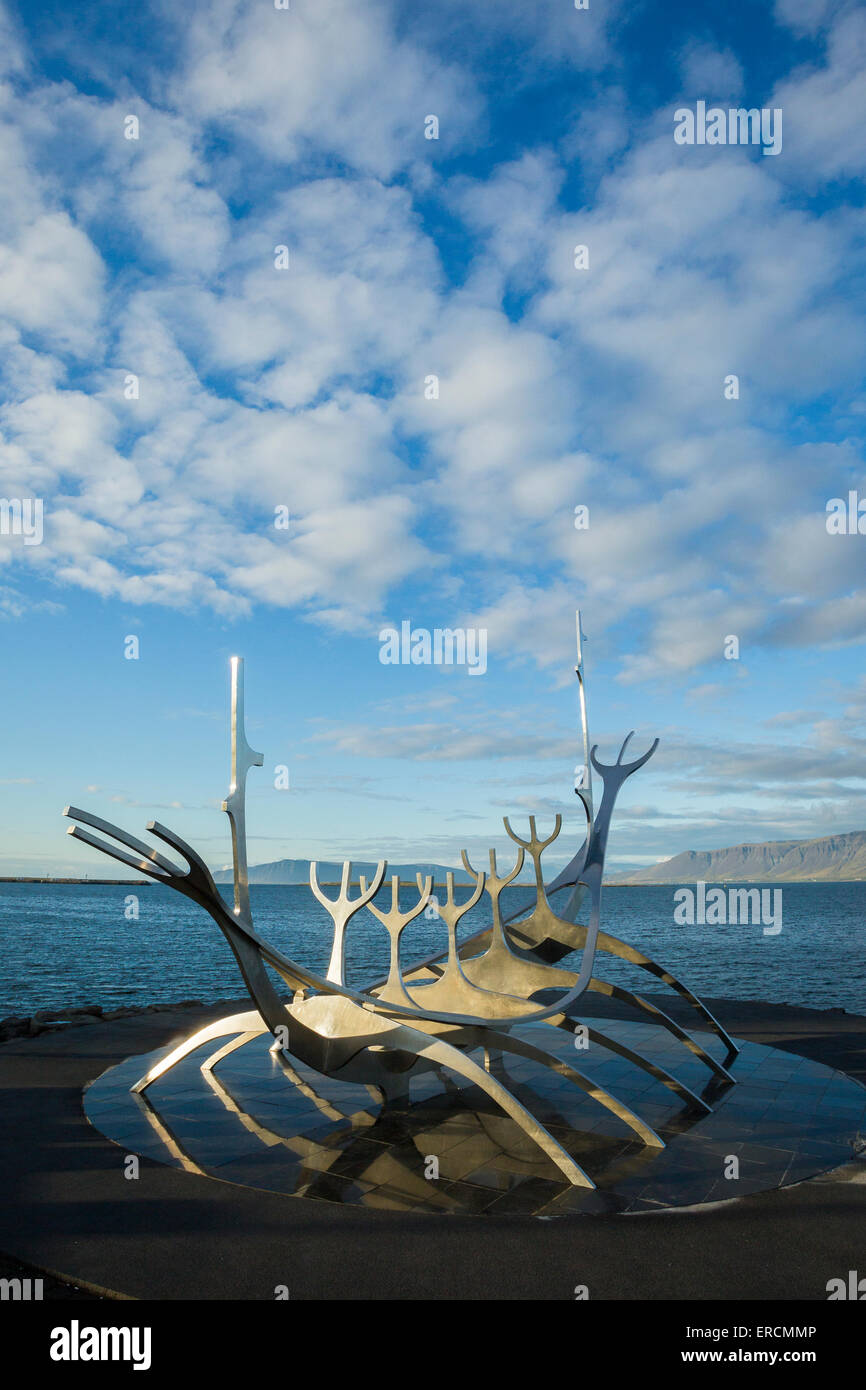 A sculpture known as The Sun Voyager in Reykjavik Iceland Stock Photo ...