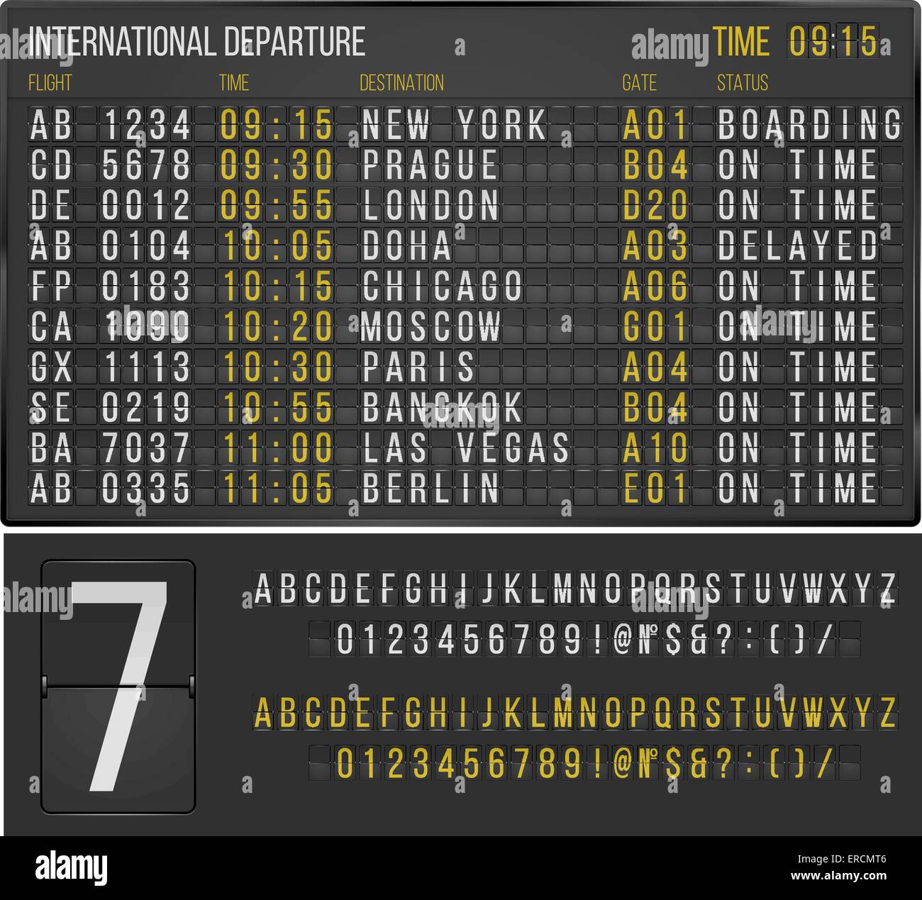 Airport board font banner Stock Vector Images - Alamy