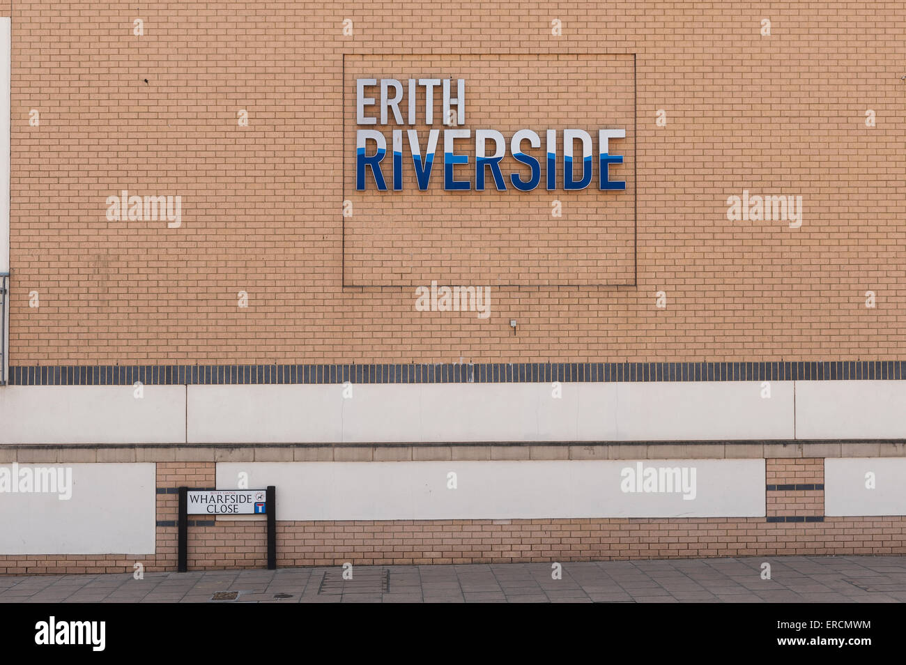 Erith riverside brickwork wall at Wharfside close indicating history of ...