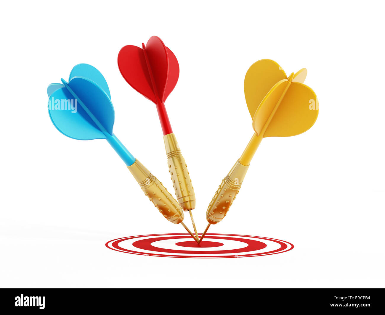Success concept with three darts hit right on target Stock Photo - Alamy