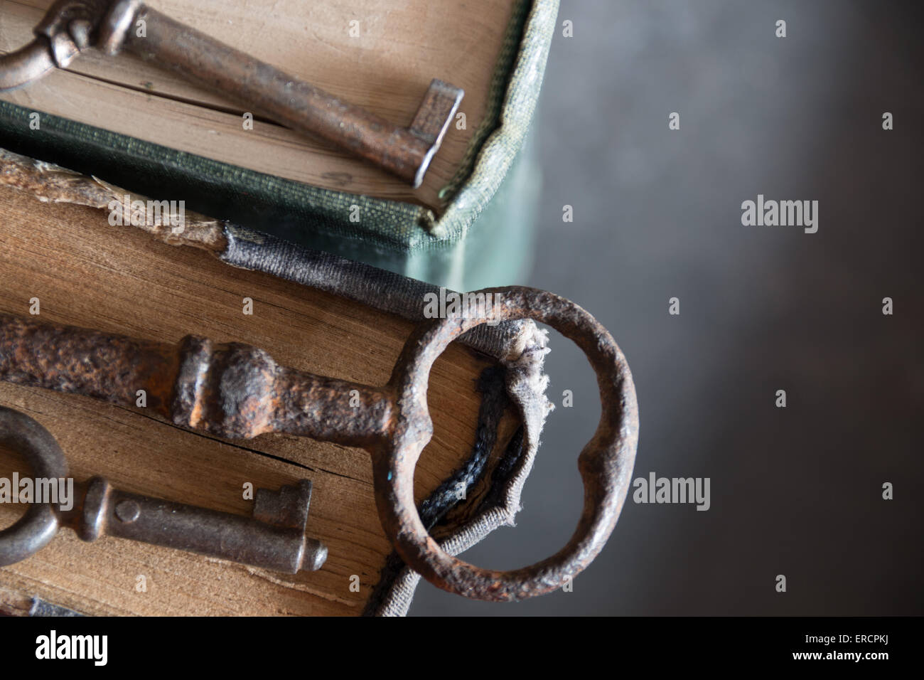 old keys and books, vintage, photo for background Stock Photo - Alamy