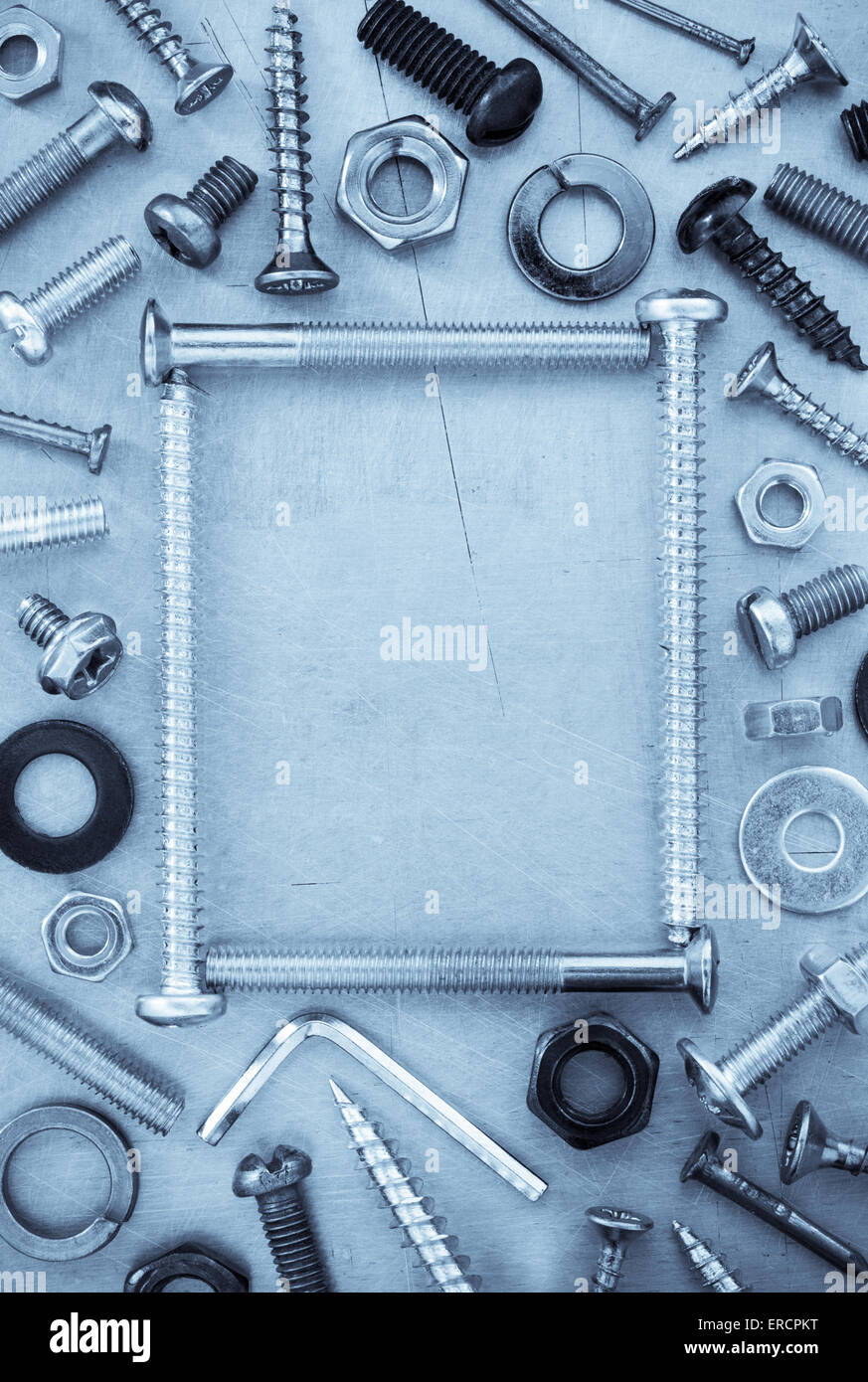hardware tools at metal background texture Stock Photo - Alamy