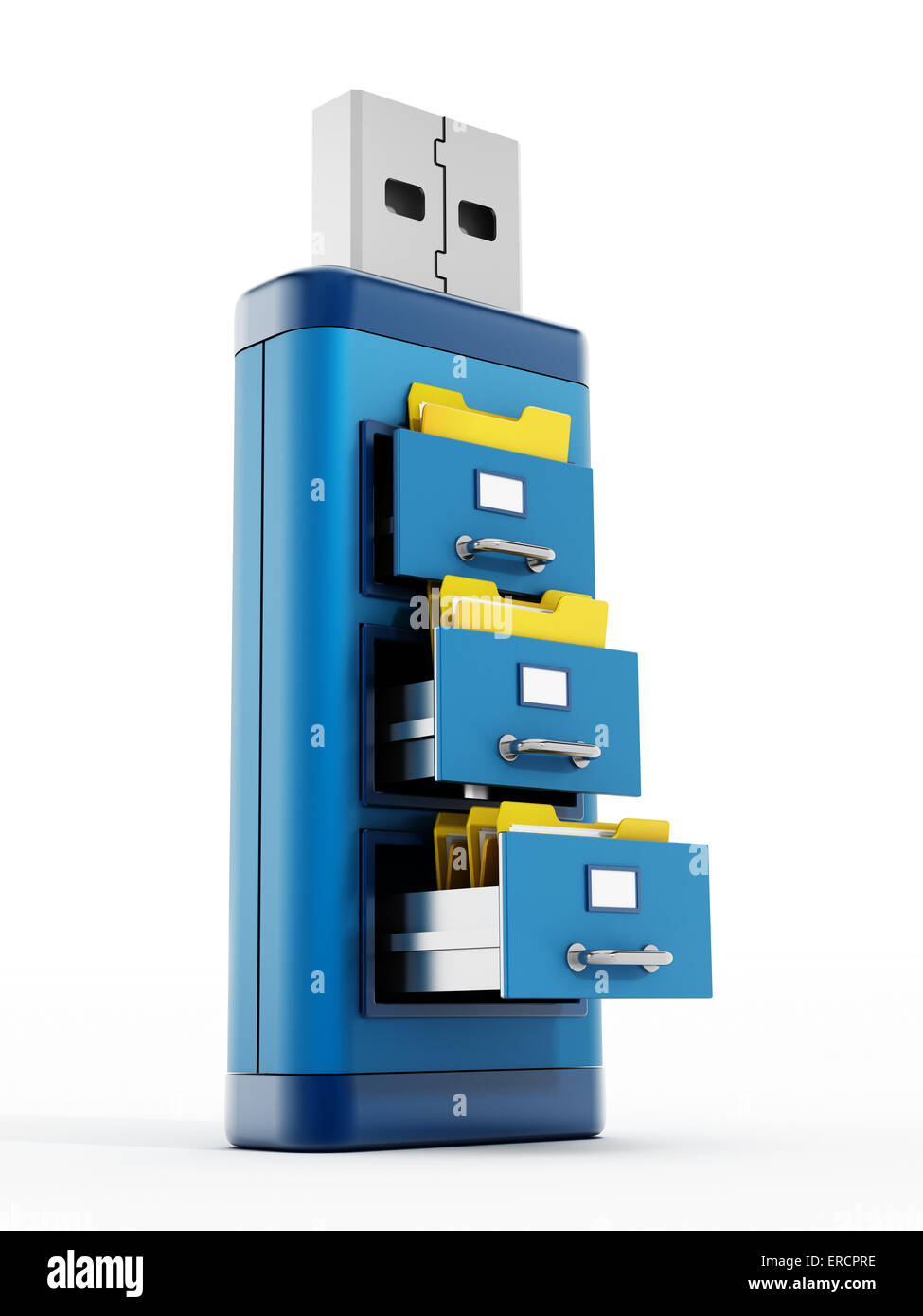 File drawers on blue usb storage device Stock Photo - Alamy