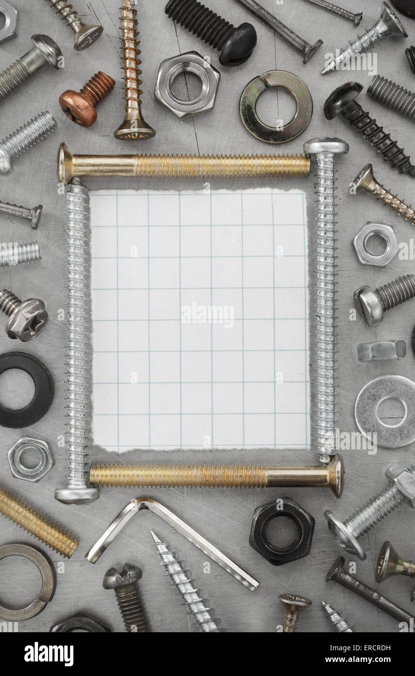 hardware tools at metal background texture Stock Photo - Alamy