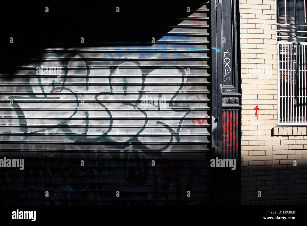 Graffiti on a shutter in Manhattan, New York Stock Photo - Alamy