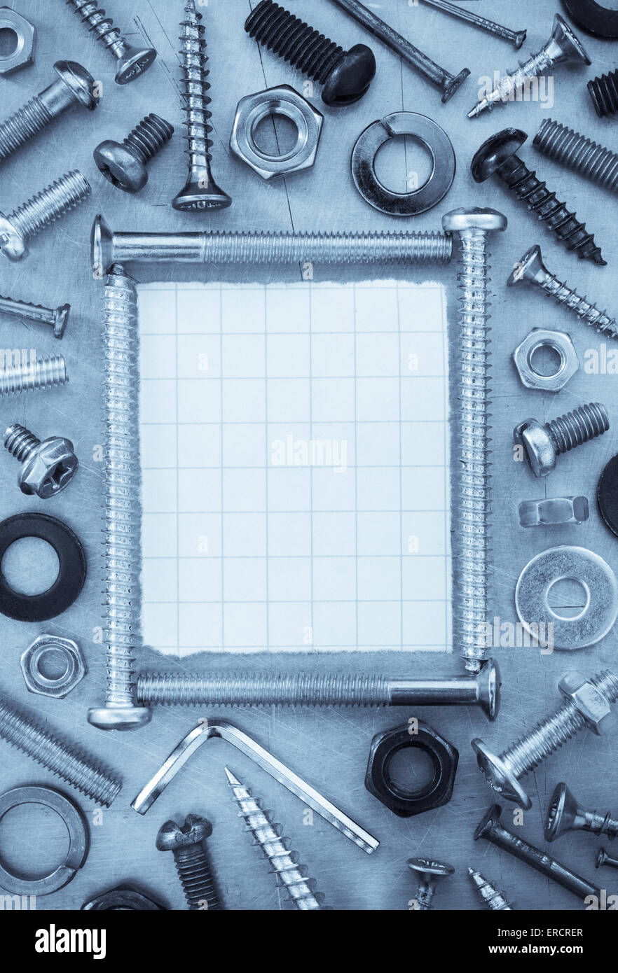 hardware tools at metal background texture Stock Photo - Alamy